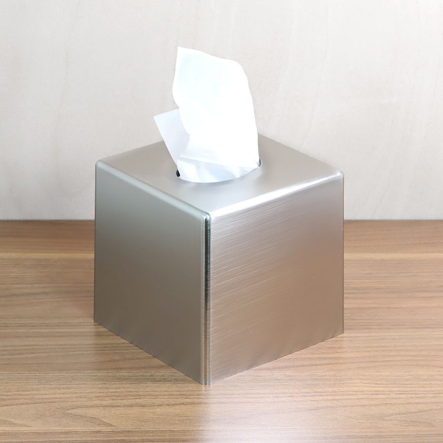 Matt Steel Finish Cube Tissue Box