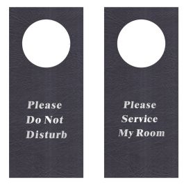 Do Not Disturb Room Sign - Black Faux Leather